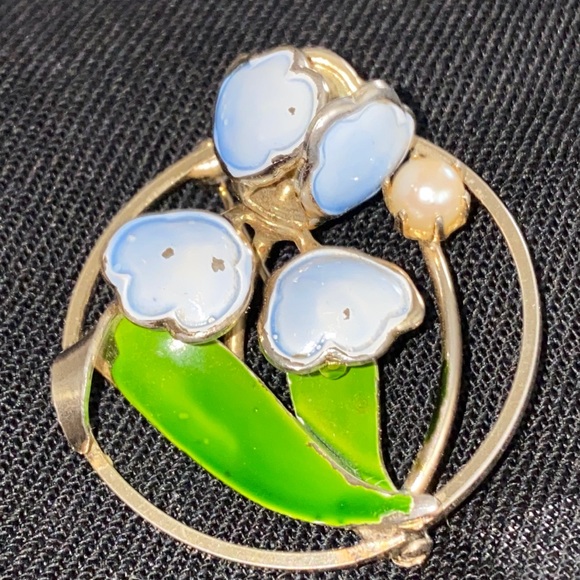 Jewelry | Enamel Flower Brooch Vintage Blue Flower Pin | Poshmark